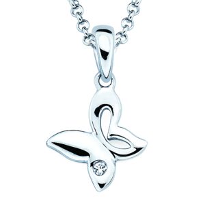 little diva diamonds .925 sterling silver diamond accent pendant necklace (side butterfly) (i color, i1 clarity)