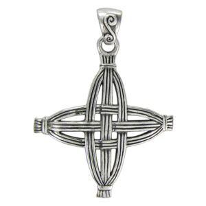 moonlight mysteries st brigid cross pendant - sterling silver celtic goddess brigit charm jewelry (1 1/8 inch)