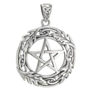 moonlight mysteries sterling silver oak tree leaf pentacle pendant