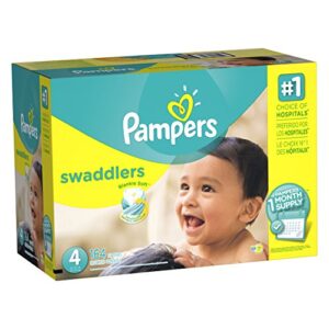 pampers swaddlers disposable baby diapers, size 4, one month supply, 164 count