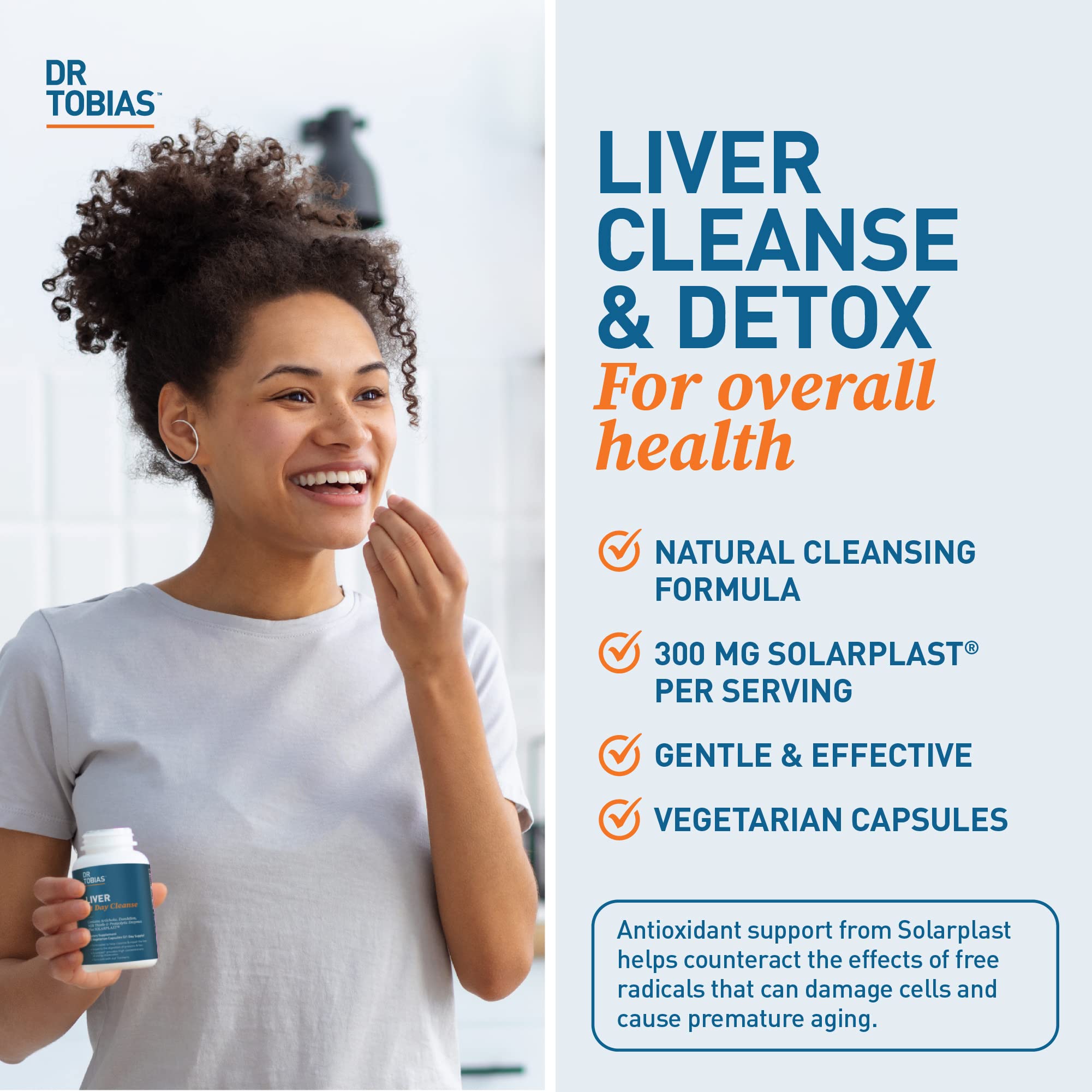 Dr. Tobias Liver 21 Day Cleanse, Herbal Liver Detox Cleanse with Solarplast, Artichoke, Milk Thistle & Dandelion Extract, 63 Vegetable Capsules (3 Daily)