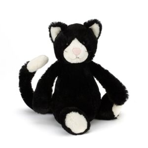 jellycat bashful black and white cat stuffed animal, medium, 12 inches