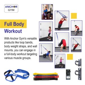 Anchor Gym H1 Workout Wall Mount, Strap Anchor, Wall & Ceiling Mounted Hook Exercise Station for Bodyweight Straps, Resistance Bands, Strength Training, Yoga, Home Gym. (Wood Screws Included)