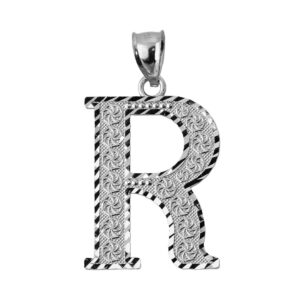 claddagh gold 925 sterling silver initial letter r charm pendant, 1.25"