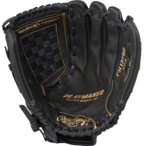 rawlings playmaker series glove, black, 13", worn on left hand