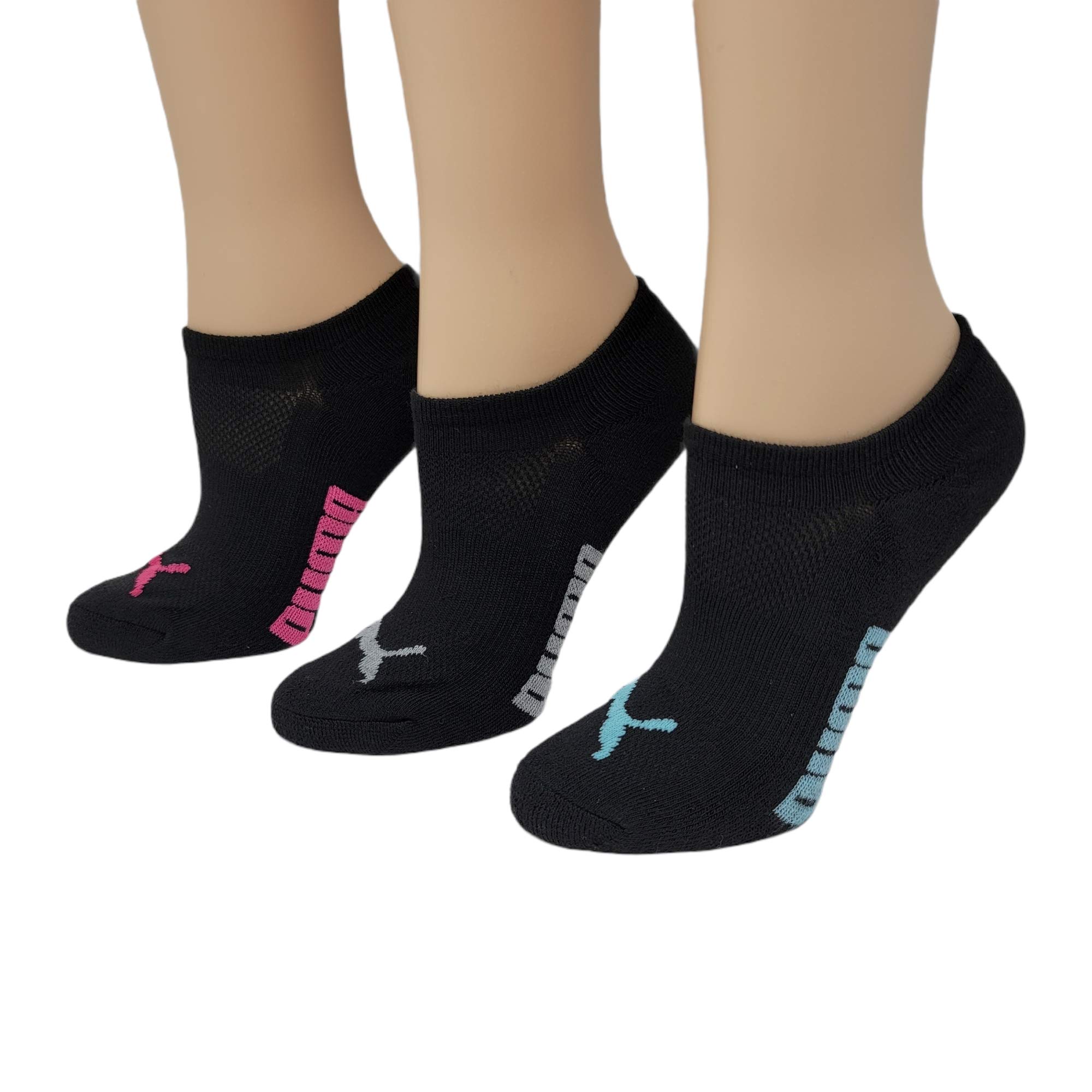 Puma Women's Invisble No Show Athletic Socks Black (pack of 6)