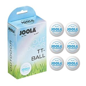 joola outdoor table tennis balls - 6 pack of 40mm regulation size ping pong balls for training and recreational play - fun as a cat toy - indoor and outdoor compatible- white