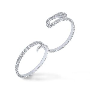 bling jewelry boho cubic zirconia fashion statement cz pave serpent snake multi double two finger band ring for women sterling silver