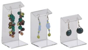 displays2go earring display stands single pair (18 pack includes 6 large, 6 medium, 6 small), clear arcylic