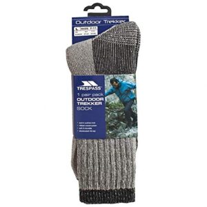 trespass mens stroller merino wool hiking boot socks (1 pair) (us 8-12) (gray marl)