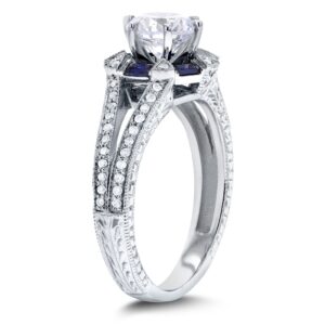 Kobelli Art Deco Moissanite Engagement Ring 14k White Gold, Size 5.5