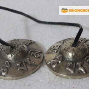 Tibetan Tingsha Meditation Bell - Om Mani Padme Hum Beautifully Embossed on the Surfaces - Hand Tuned & Crafted in Nepal