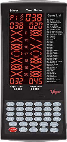 Viper ProScore Digital Dart Scorer Electronic Dartboard Scoreboard For Up to 8 Players, with 40 Games and 655 Game Options, Including Cricket and X01, Black