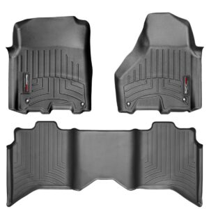 WeatherTech Custom Fit FloorLiners for Ram Truck 1500 Classic, Ram 1500 Classic, Ram 2500/3500, Ram 1500 (Crew Cab, Carpet Floor) - 1st & 2nd Row (444781-442163), Black