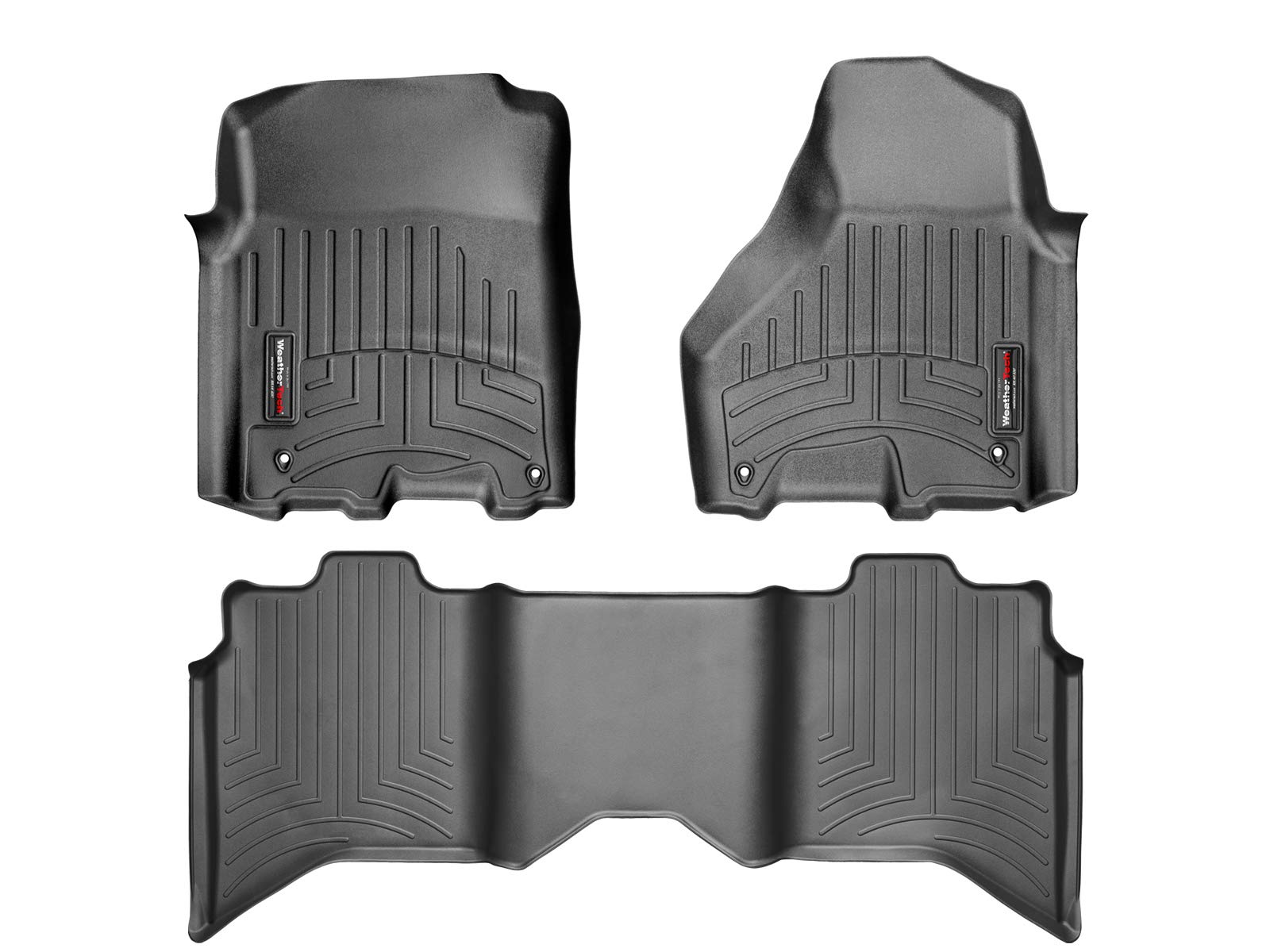 WeatherTech Custom Fit FloorLiners for Ram Truck 1500 Classic, Ram 1500 Classic, Ram 2500/3500, Ram 1500 (Crew Cab, Carpet Floor) - 1st & 2nd Row (444781-442163), Black