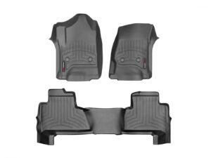 weathertech custom fit floorliners for tahoe, yukon - 1st & 2nd row (44607-1-2), black