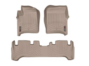 weathertech custom fit floorliners for land cruiser, lx - 1st & 2nd row (45533-1-2), tan