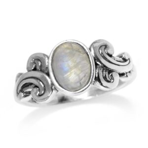 silvershake 8x6mm natural oval shape moonstone 925 sterling silver victorian style ring size 7