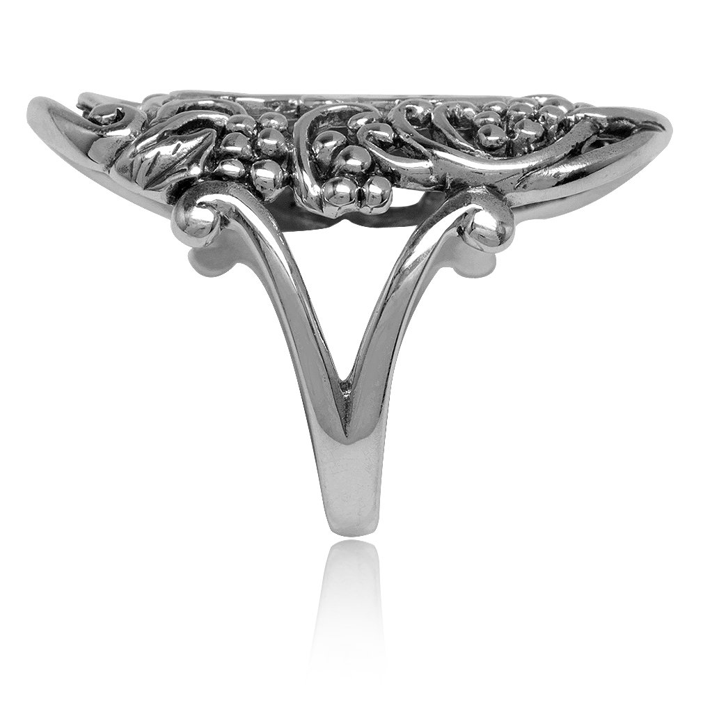 Silvershake 31mm 925 Sterling Silver Bird in A Tree Filigree Ring Size 8