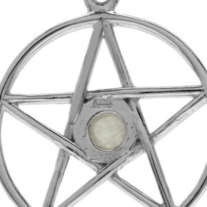 Silvershake Natural Moonstone 925 Sterling Silver Wiccan Pentagram Star Pendant with 18 Inch Chain Necklace