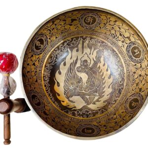 Singing Bowl Nepal -12 Inches Master Healing"Buddha Shakti Carved Tibetan Singing Bowl,Meditation Bowl, Tibetan Bowls, Free Singing Bowl Silk Cushion, Striker and Drum Stick