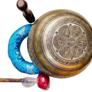 Singing Bowl Nepal -12 Inches Master Healing"Buddha Shakti Carved Tibetan Singing Bowl,Meditation Bowl, Tibetan Bowls, Free Singing Bowl Silk Cushion, Striker and Drum Stick