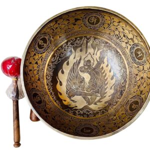 Singing Bowl Nepal -12 Inches Master Healing"Buddha Shakti Carved Tibetan Singing Bowl,Meditation Bowl, Tibetan Bowls, Free Singing Bowl Silk Cushion, Striker and Drum Stick