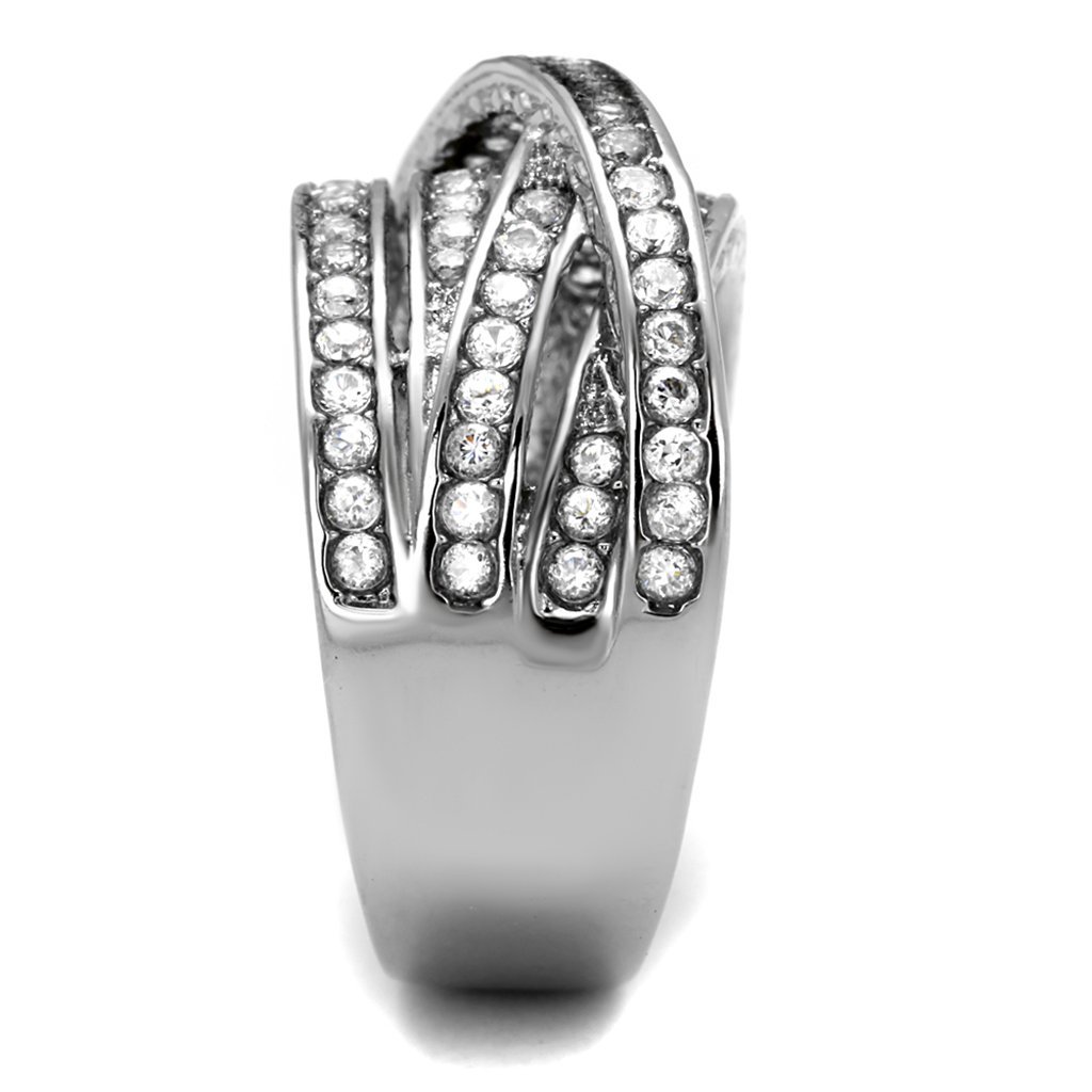 Marimor Jewelry Women's Round Cut Cubic Zirconia Stainless Steel Anniversary Ring Size 7