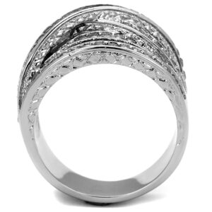 Marimor Jewelry Women's Round Cut Cubic Zirconia Stainless Steel Anniversary Ring Size 7