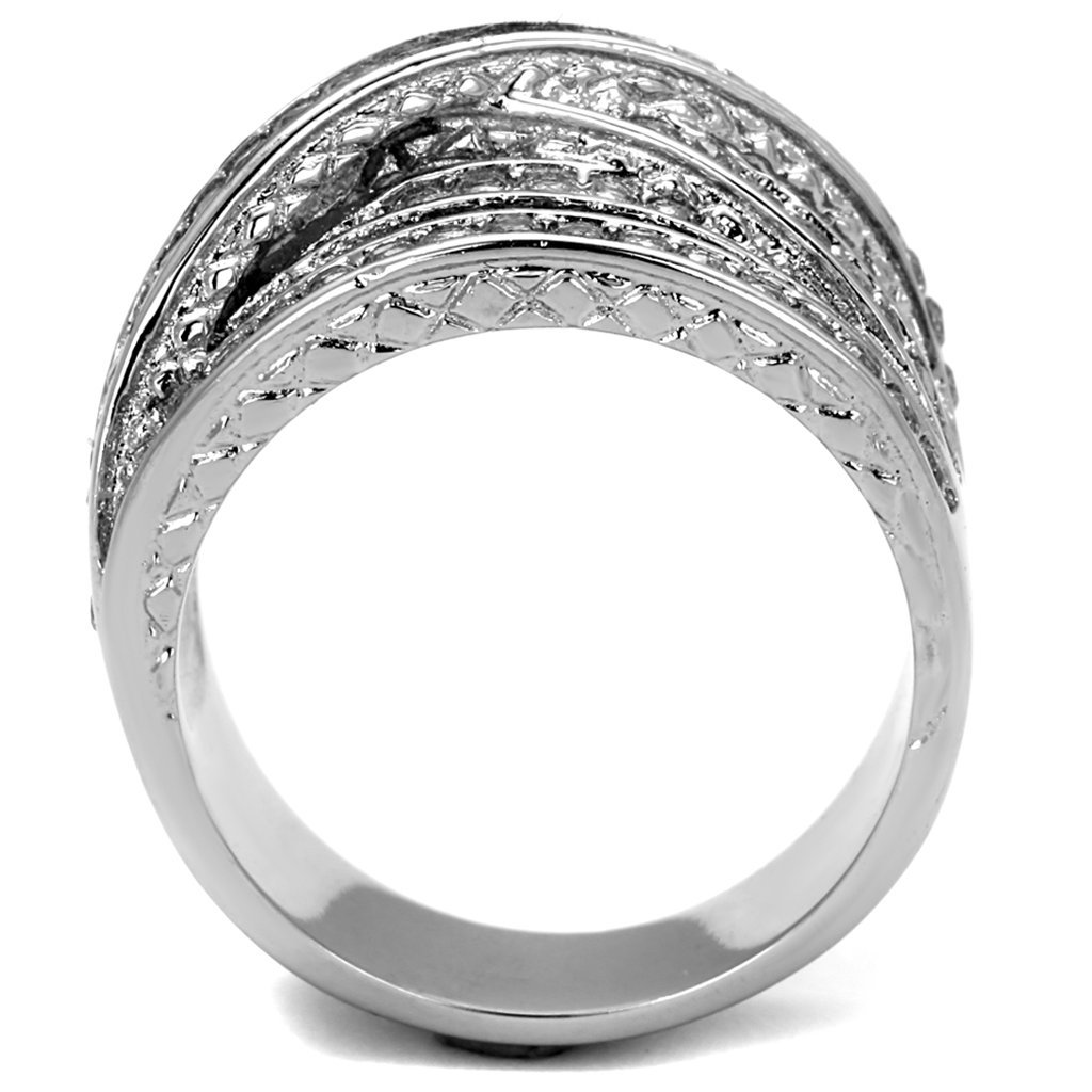 Marimor Jewelry Women's Round Cut Cubic Zirconia Stainless Steel Anniversary Ring Size 7