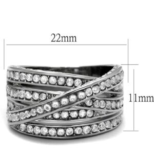 Marimor Jewelry Women's Round Cut Cubic Zirconia Stainless Steel Anniversary Ring Size 7