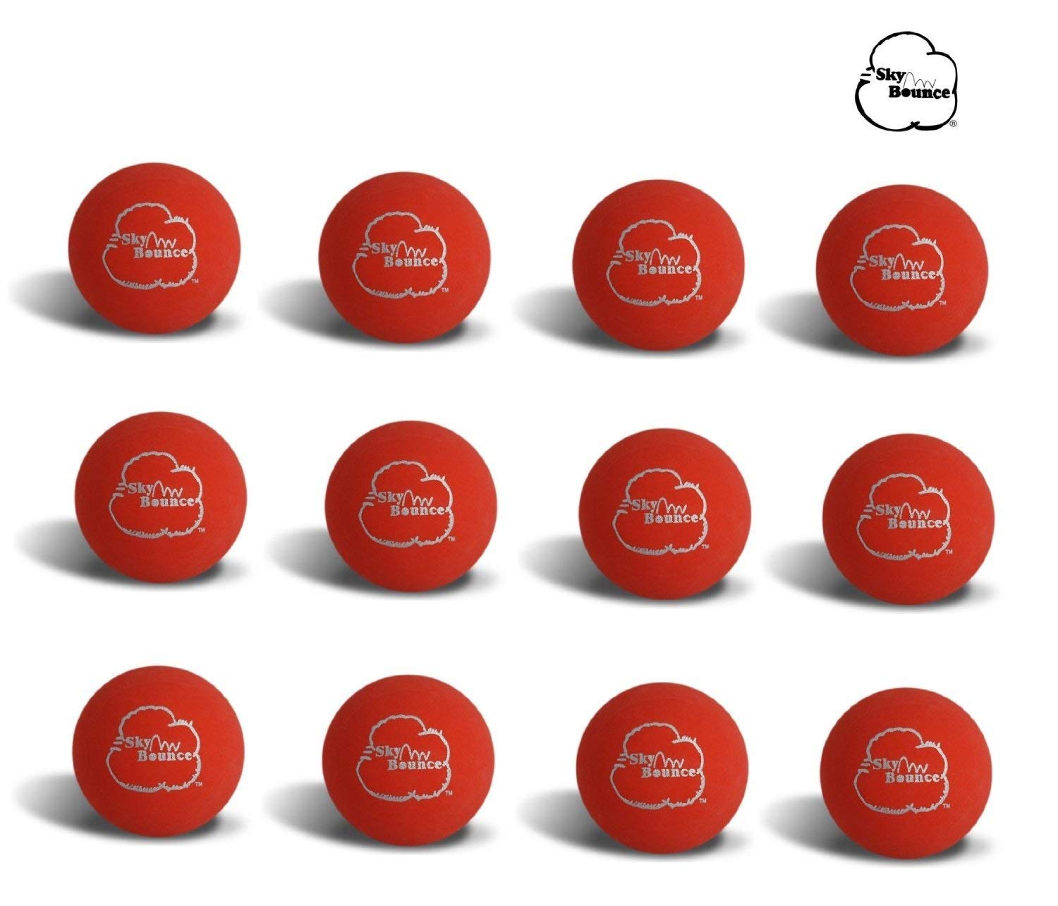 Sky Bounce Color Rubber Handballs for Recreational Handball, Stickball, Racquetball, Catch, Fetch, and Many More Games, 2 1/4-Inch - Red - 12 Pack