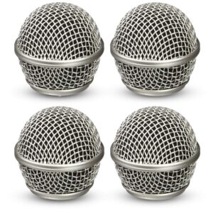 performance plus sm58 style brushed nickel oem replacement microphone grille pack of 4 (m58s-4)