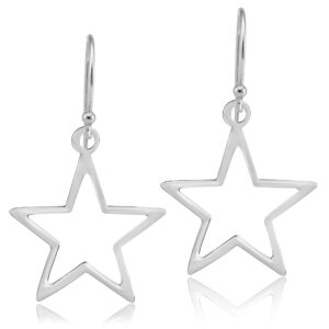 aeravida symmetric everyday shining star minimalist sterling silver dangle celestial earrings, 0.87x1.38 inch