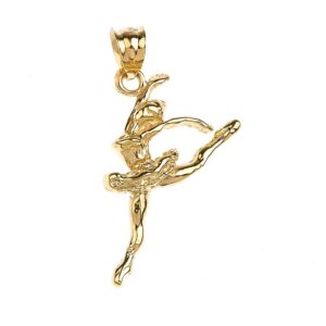 trendy necklaces polished 14k yellow gold ballet dancer charm pendant