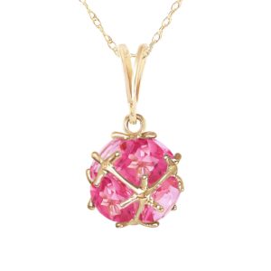 galaxy gold gg 3.70 carat 14k 20" solid gold necklace with natural pink topaz