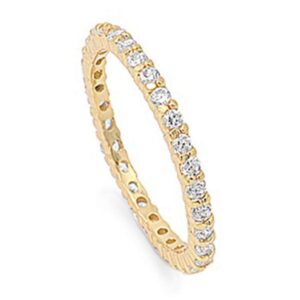 oxford diamond co stackable cz eternity style wedding band yellow gold plated .925 sterling silver sz 8