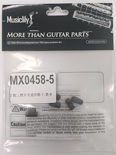 Musiclily Basic Metric M4 Guitar 3 Way Toggle Switch Tips LP Switch Caps Switch Knobs for Import China Japan Epiphone Les Paul Pickup Selector, Black (Set of 5)