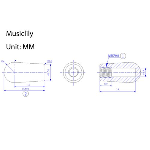 Musiclily Basic Metric M4 Guitar 3 Way Toggle Switch Tips LP Switch Caps Switch Knobs for Import China Japan Epiphone Les Paul Pickup Selector, Black (Set of 5)