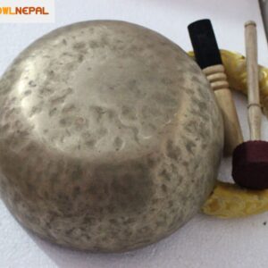 12" Old E Note Tibetan Singing Bowl, Meditation Bowl, Tibetan Bowls, Free Singing Bowl Silk Cushion, Striker and Drum Stick