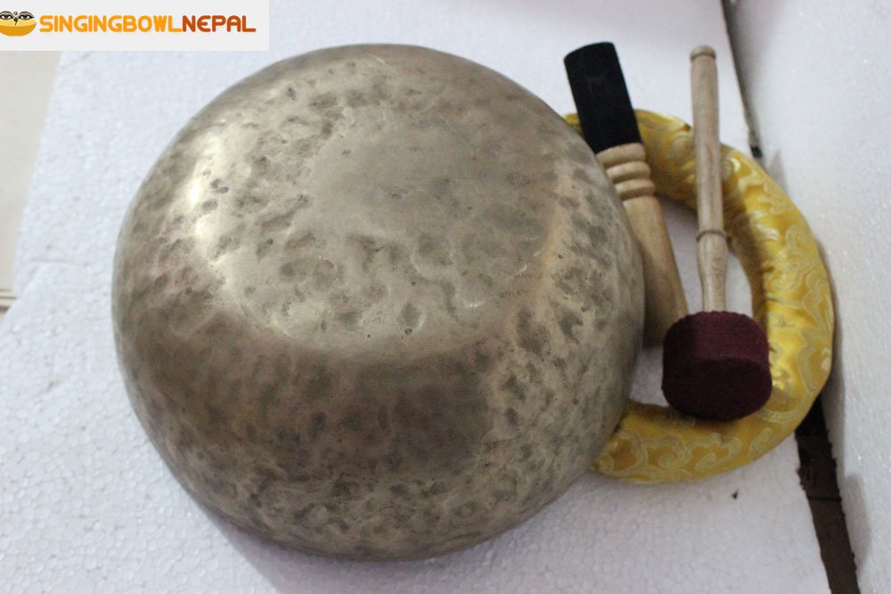 12" Old E Note Tibetan Singing Bowl, Meditation Bowl, Tibetan Bowls, Free Singing Bowl Silk Cushion, Striker and Drum Stick