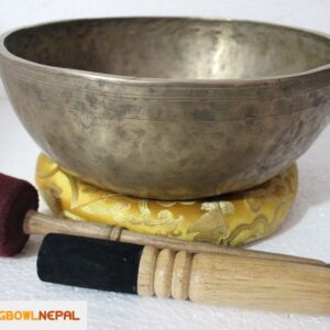 12" Old E Note Tibetan Singing Bowl, Meditation Bowl, Tibetan Bowls, Free Singing Bowl Silk Cushion, Striker and Drum Stick