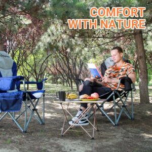 KingCamp Oversized Camping Folding Chair with Lumbar Support, Heavy Duty Ergonomic Padded Arm Chair with Cooler Bag, Cup Holder, Portable for Outdoor