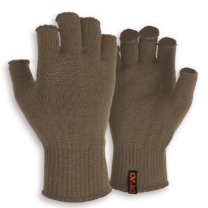 First Lite Talus Fingerless Merino Wool Glove - Lightweight Hunting Gloves - Dry Earth - Large