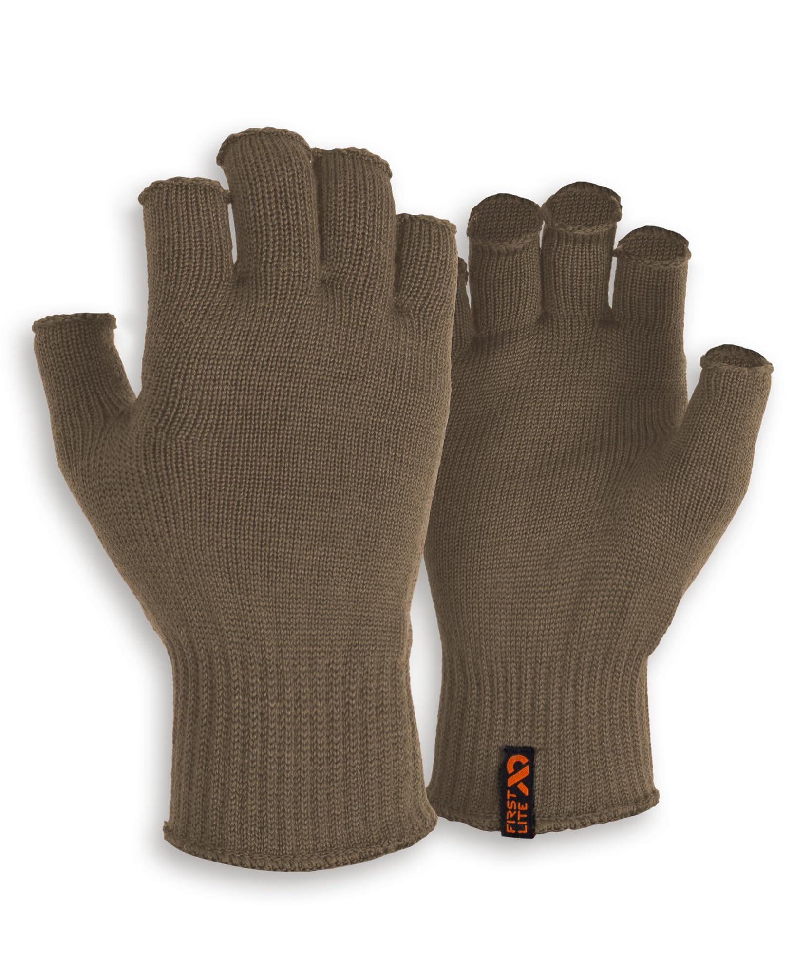 First Lite Talus Fingerless Merino Wool Glove - Lightweight Hunting Gloves - Dry Earth - Large