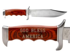 ndz performance elk ridge outdoor hunting fixed blade full tang knife god bless america text