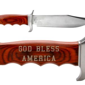 NDZ Performance Elk Ridge Outdoor Hunting Fixed Blade Full Tang Knife God Bless America Text