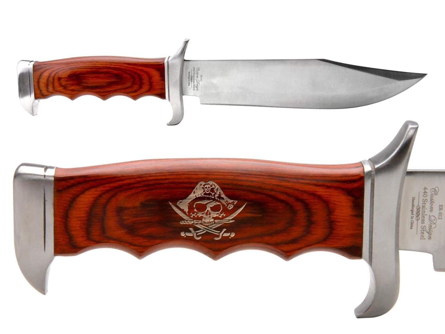 NDZ Performance Elk Ridge Outdoor Hunting Fixed Blade Full Tang Knife Calico Jack Jolly Roger