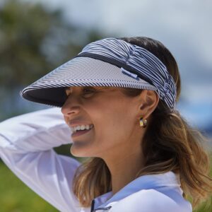 UV SKINZ Women’s Swim Visor with UPF 50+ Sun Protection – Womens Pool Hat, Womens Sun Visor Hat - Black Stripes