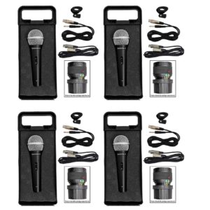 rockville 4 rmc-xlr dynamic cardioid professional metal microphones w/xlr cable